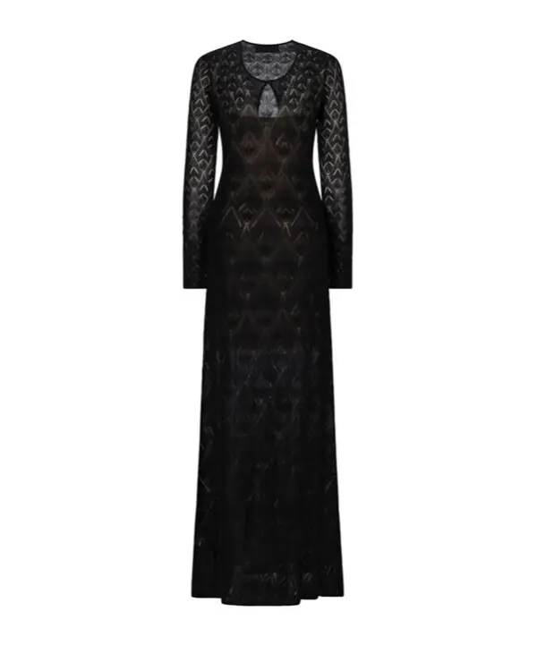 Blumarine Cutout Patterned Knitted Maxi Dress