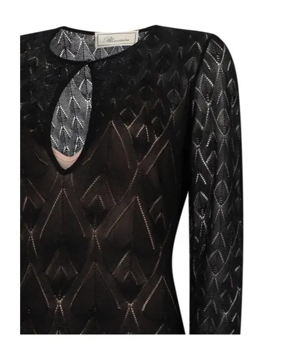 Blumarine Cutout Patterned Knitted Maxi Dress