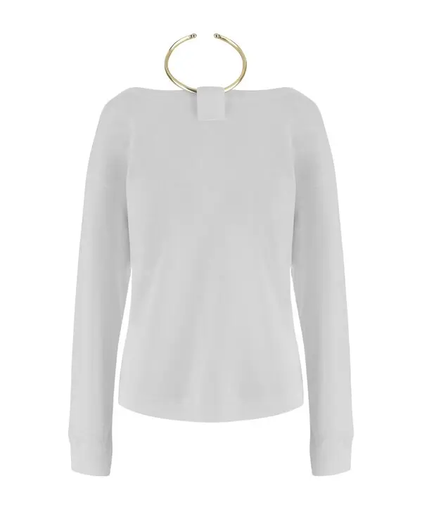 DARKPARK Boat Neck Long Sleeve Top With Metallic Detail