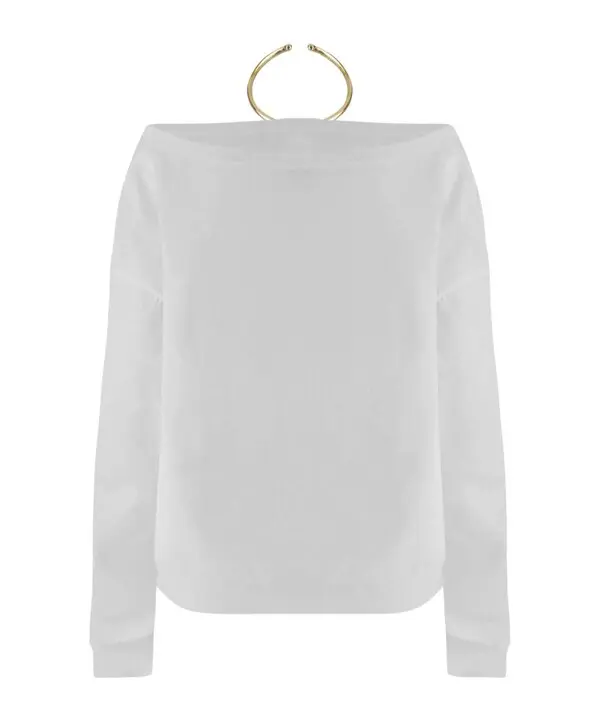 DARKPARK Boat Neck Long Sleeve Top With Metallic Detail