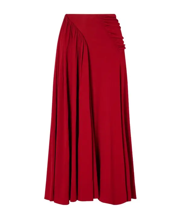 Rabanne Draped Jersey Midi Skirt - Red