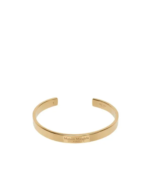 MAISON MARGIELA Logo Engraved Open Cuff Bracelet - Polished Gold