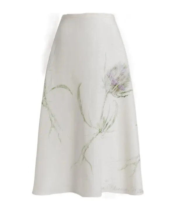 Alberta Ferretti Floral Printed Midi Skirt - Off-white