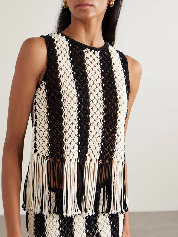 Zimmermann Wanderlust Fringed Striped Top