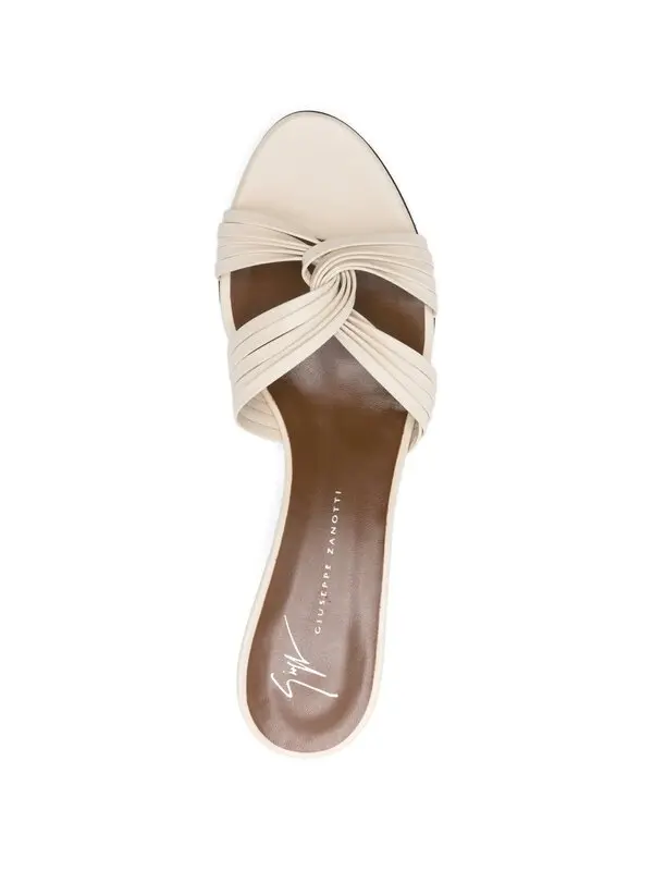 GIUSEPPE ZANOTTI Knotted Leather Mules - Light Brown