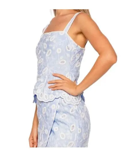 Simkhai Mckenna Embroidered Scalloped Top