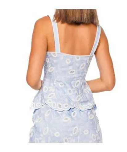 Simkhai Mckenna Embroidered Scalloped Top