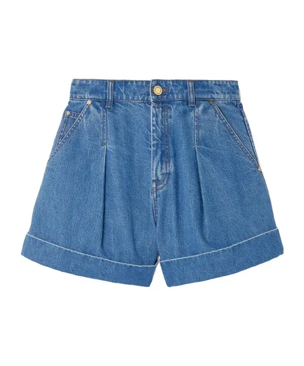 Zimmermann Cuffed Denim Shorts - Blue