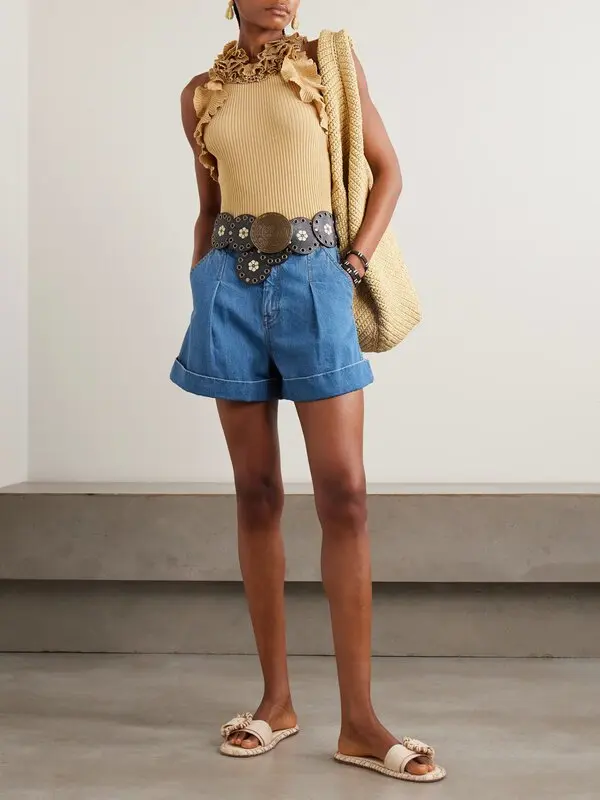 Zimmermann Cuffed Denim Shorts