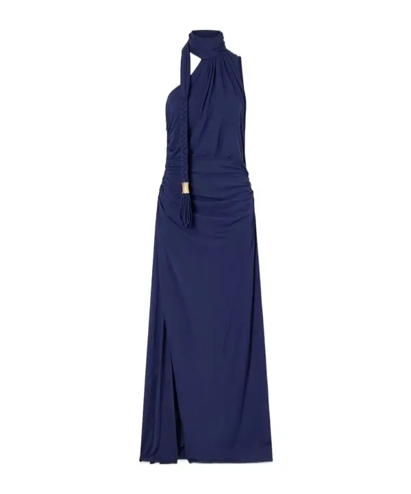 Simkhai Moira Halterneck Maxi Dress With Tassel Detail - Navy