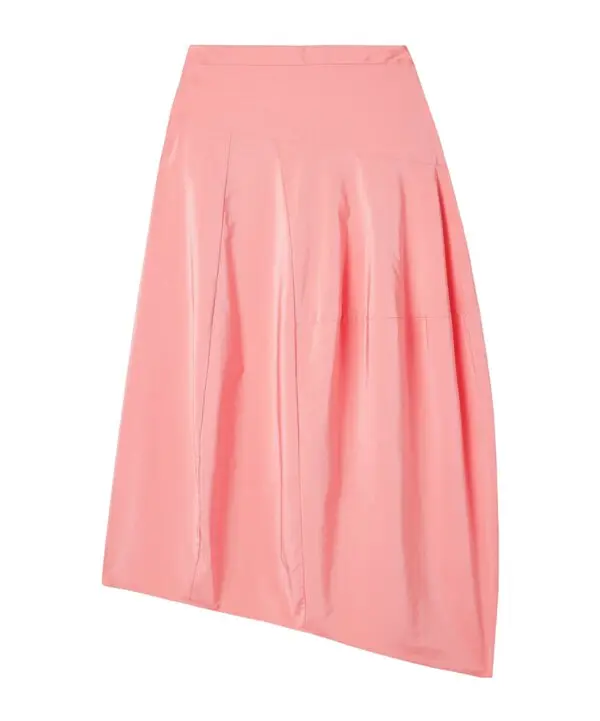Tibi Asymmetric Taffeta Midi Skirt