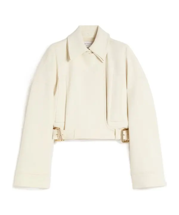 Sportmax Cropped Buckle-detail Jacket - Ivory