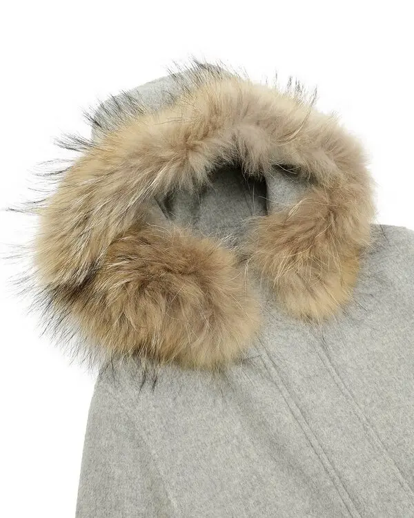 Max Mara Hooded Overcoat With Fur Trim