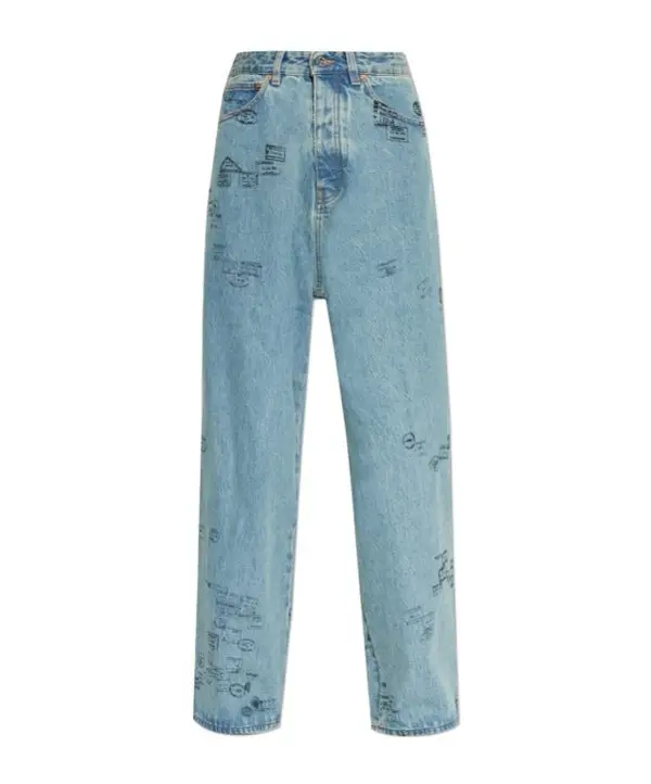 Vetements Stamp Print Wide-leg Jeans