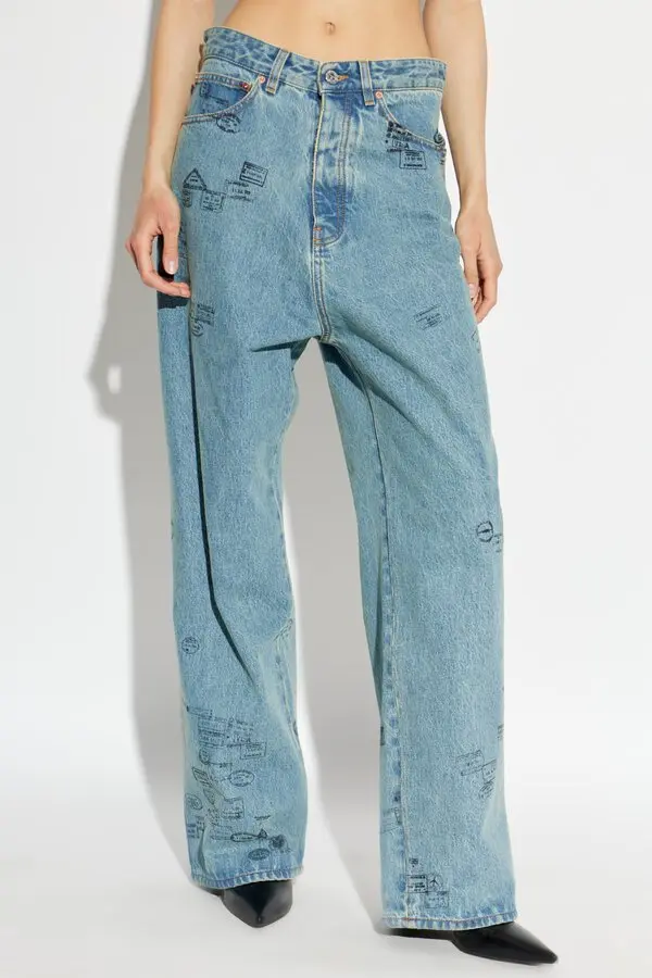 Vetements Stamp Print Wide-leg Jeans