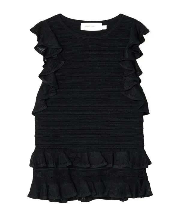 Zimmermann Luna Ruffled Knit Top - Black