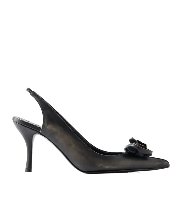 Magda Butrym Rose Leather Slingback Pumps