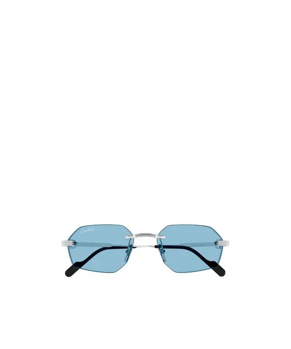 Cartier Rimless Geometric-frame Sunglasses - Blue