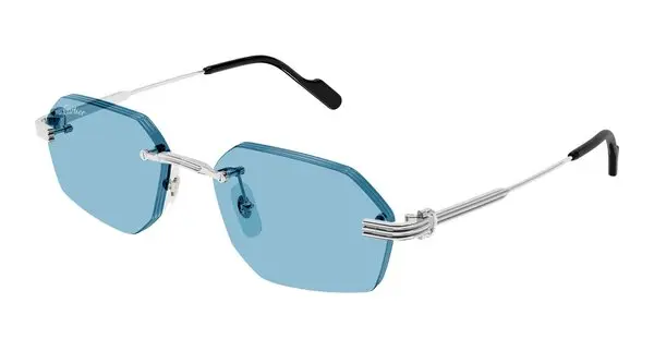 Cartier Rimless Geometric-frame Sunglasses - Blue