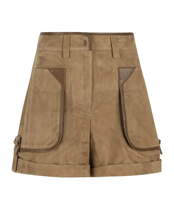Isabel Marant Étoile Suede Buckled Shorts - Brown