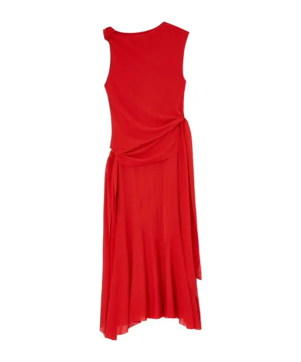 GANNI Marl Mesh Long Dress - Goji Berry