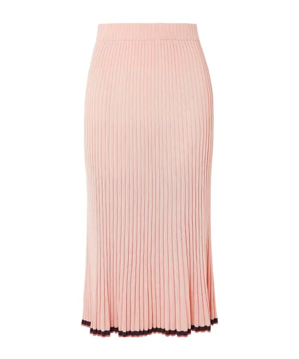 Zimmermann Pleated Ribbed Knit Midi Skirt - Pink