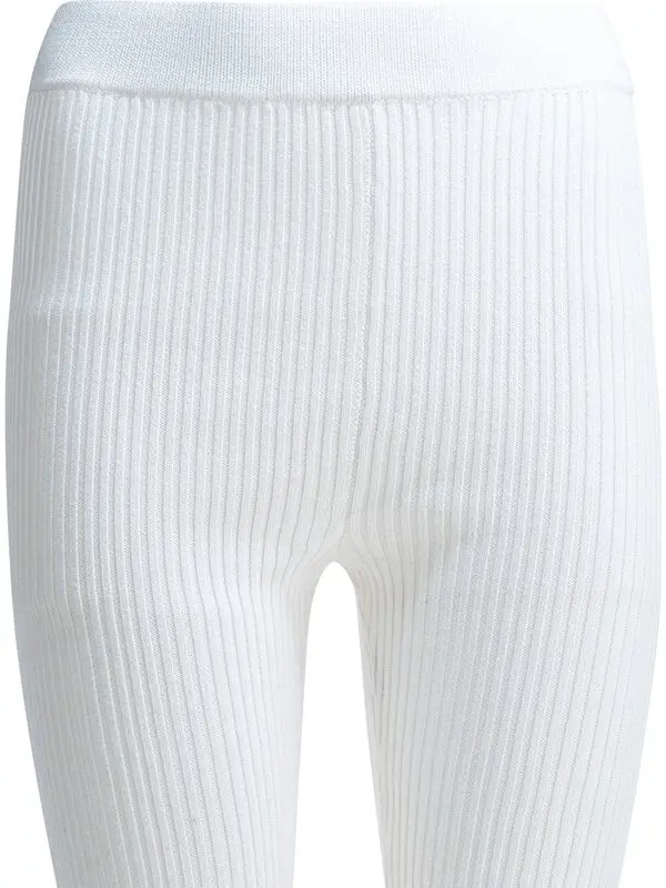 GANNI Ribbed Knit Crocheted Hem Trousers