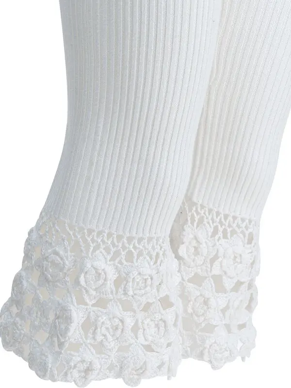 GANNI Ribbed Knit Crocheted Hem Trousers