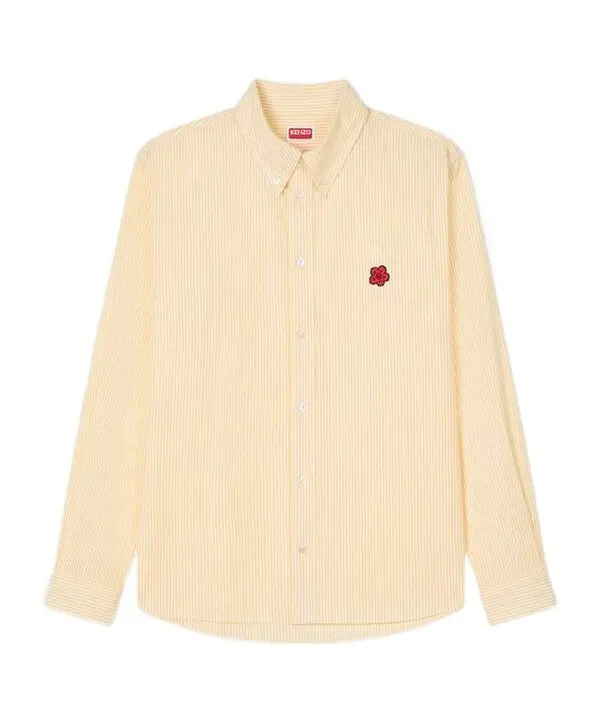 Kenzo Boke Flower' Embroidered Casual Shirt In Seersucker Cotton - Vanilla
