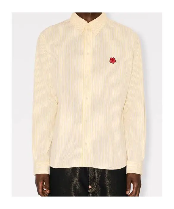 Kenzo Boke Flower' Embroidered Casual Shirt In Seersucker Cotton - Vanilla