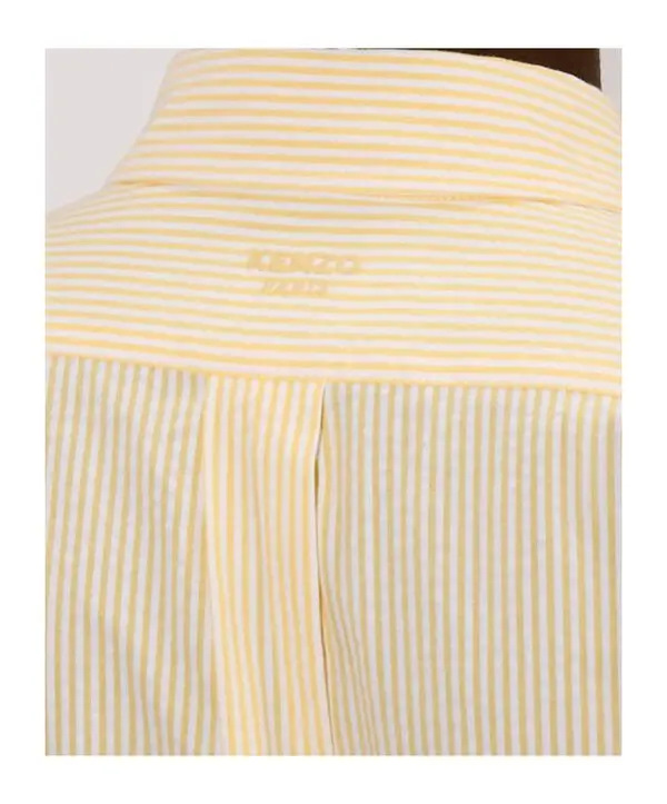 Kenzo Boke Flower' Embroidered Casual Shirt In Seersucker Cotton - Vanilla