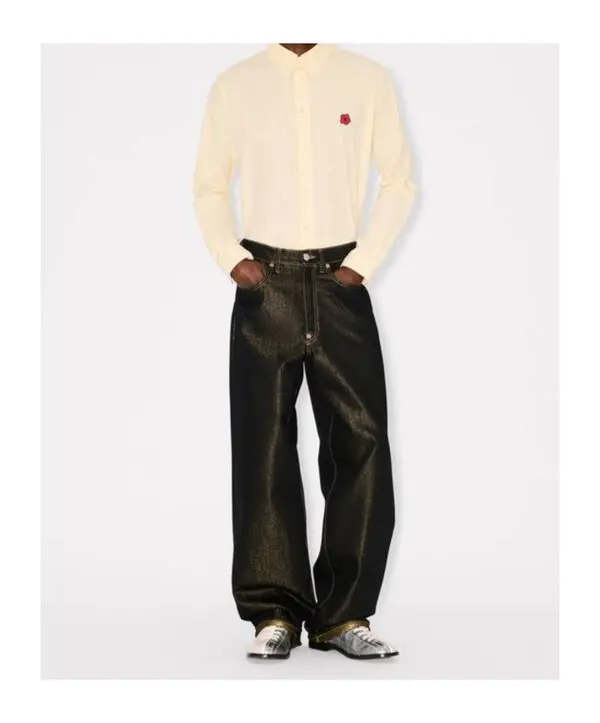 Kenzo Boke Flower' Embroidered Casual Shirt In Seersucker Cotton - Vanilla