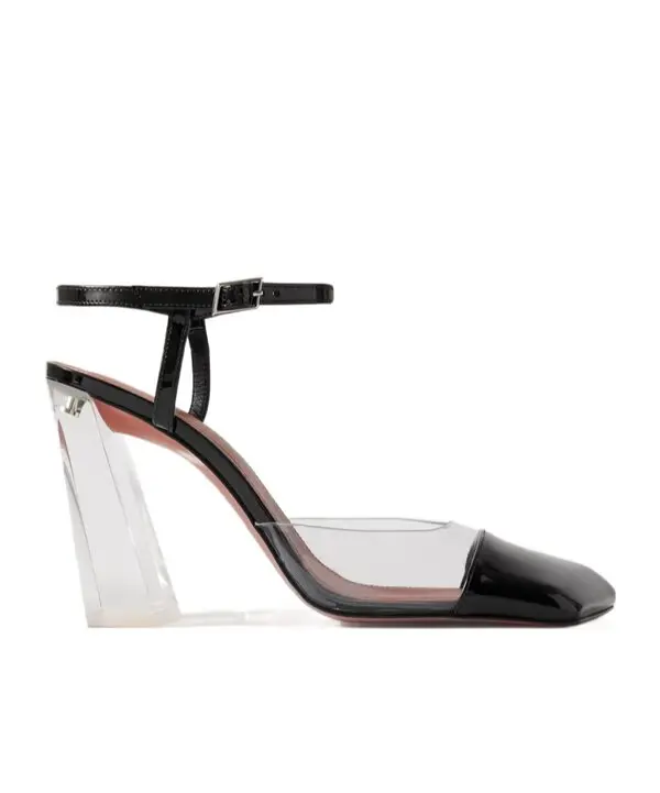 Amina Muaddi Charlotte 95 Hallow Heels - Black/clear