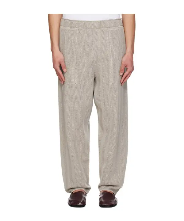 Issey Miyake Herringbone Textured Trousers - Beige