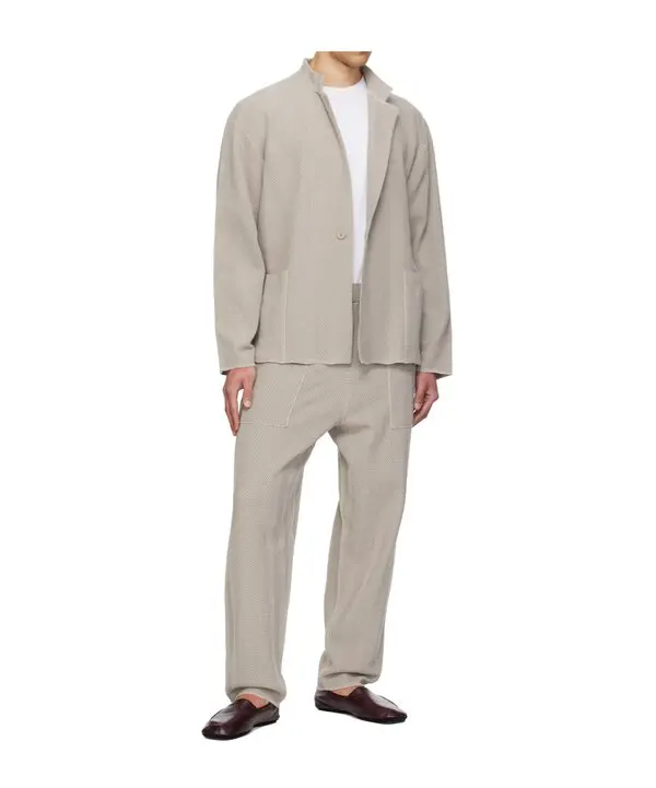 Issey Miyake Herringbone Textured Trousers - Beige