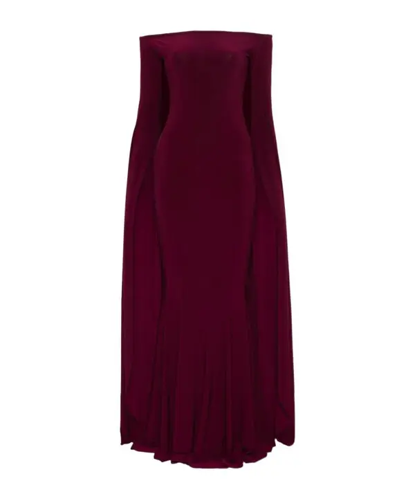 Norma Kamali Off-shoulder Fishtail Gown With Ribbon Sleeves