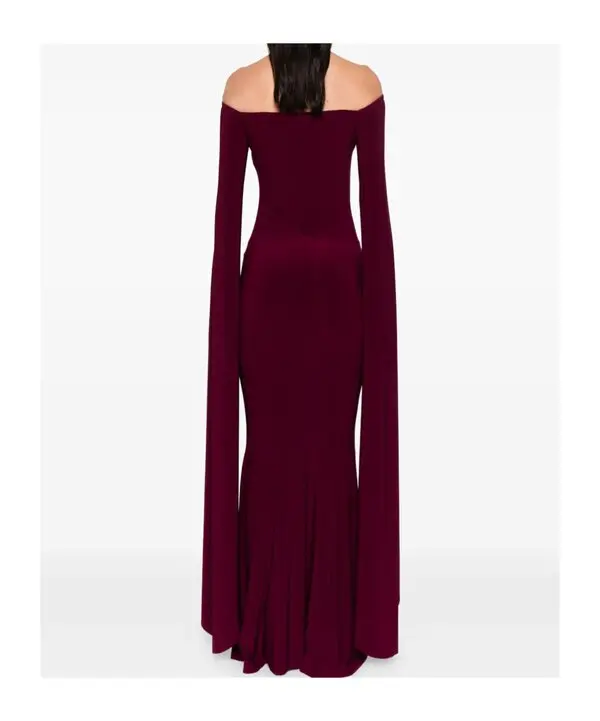 Norma Kamali Off-shoulder Fishtail Gown With Ribbon Sleeves