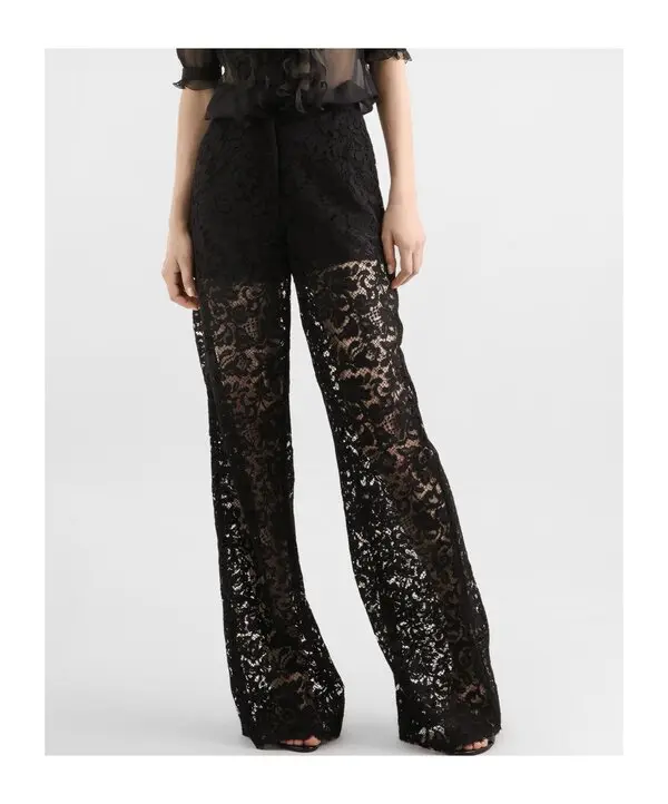 Dolce & Gabbana Lace Wide-leg Pants - Black