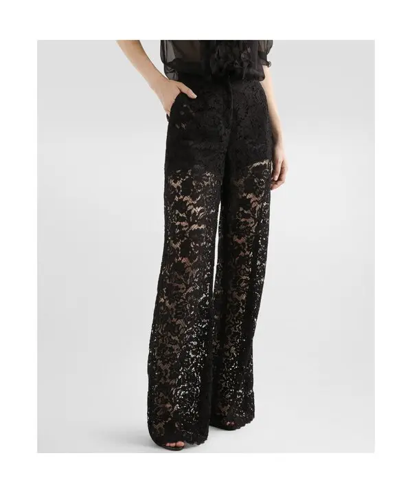 Dolce & Gabbana Lace Wide-leg Pants - Black