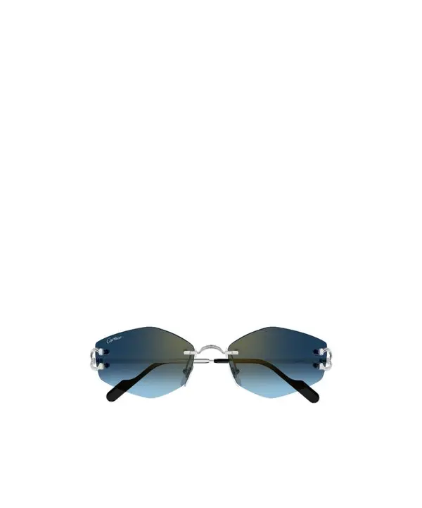 Cartier Rimless Irregular Sunglasses - Silver