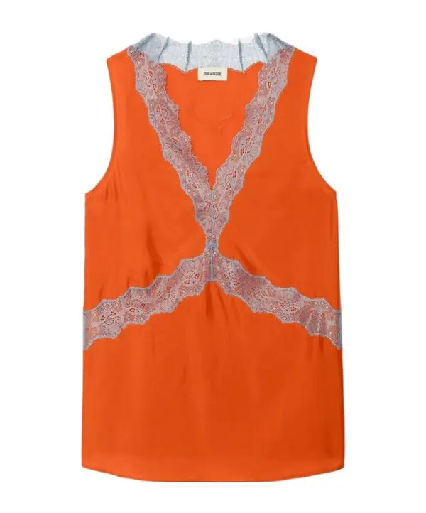 Zadig&Voltaire Tasao Silk Camisole With Lace Embellishments - No