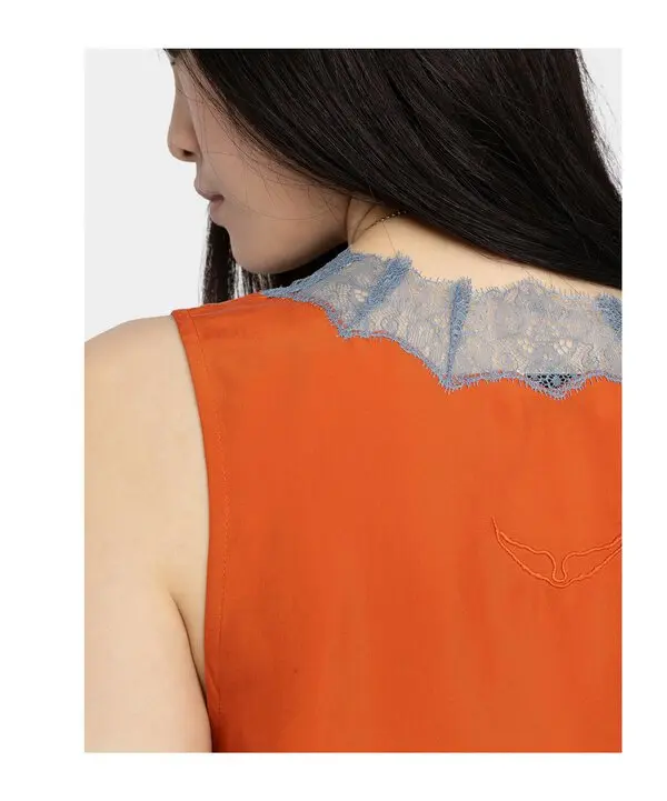 Zadig&Voltaire Tasao Silk Camisole With Lace Embellishments