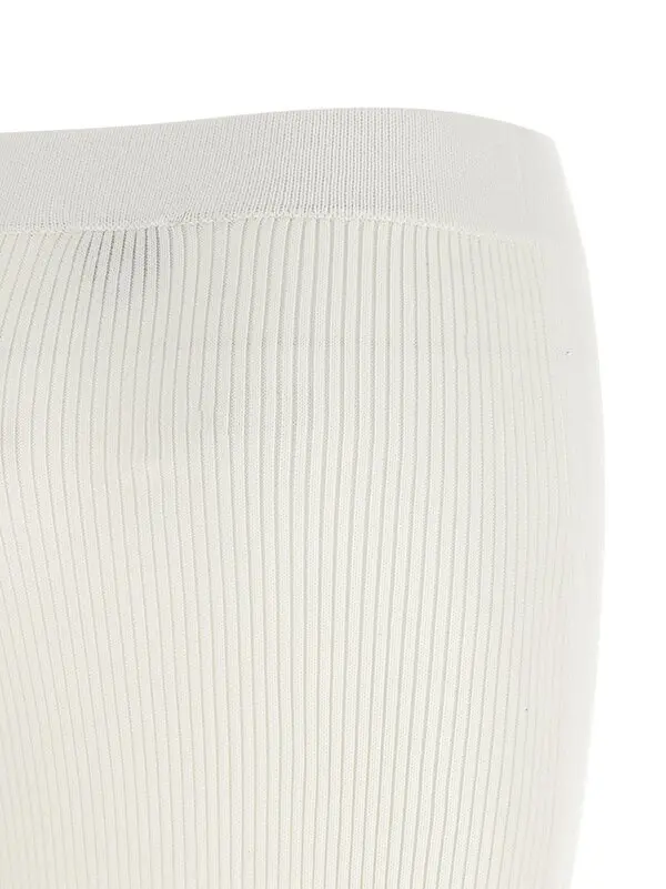 GANNI Ribbed Knit Midi Skirt With Crochet Hem
