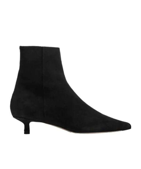 AeydĒ Short Pointed Toe Zip Up Ankle Boots - Black