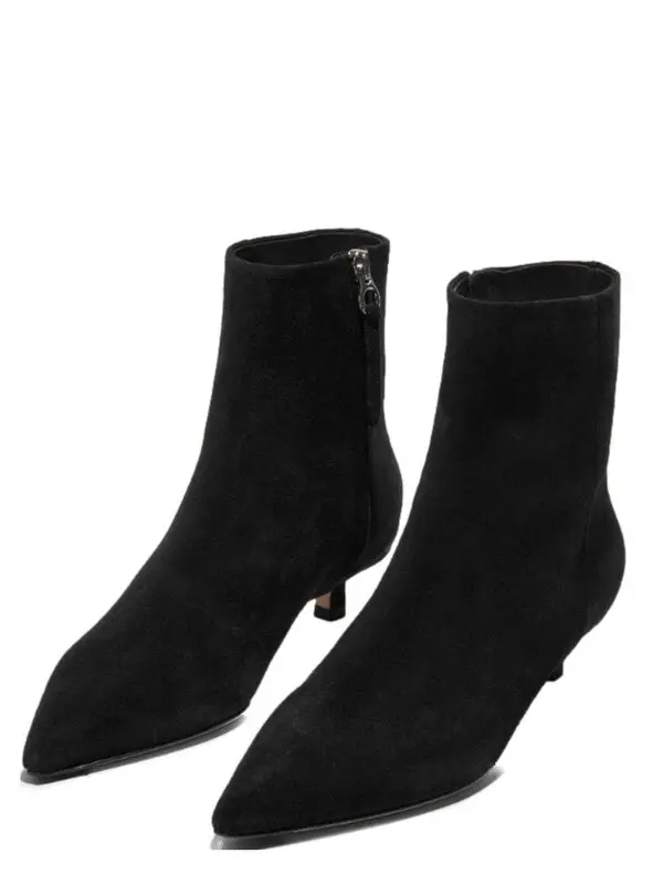 AeydĒ Short Pointed Toe Zip Up Ankle Boots - Black