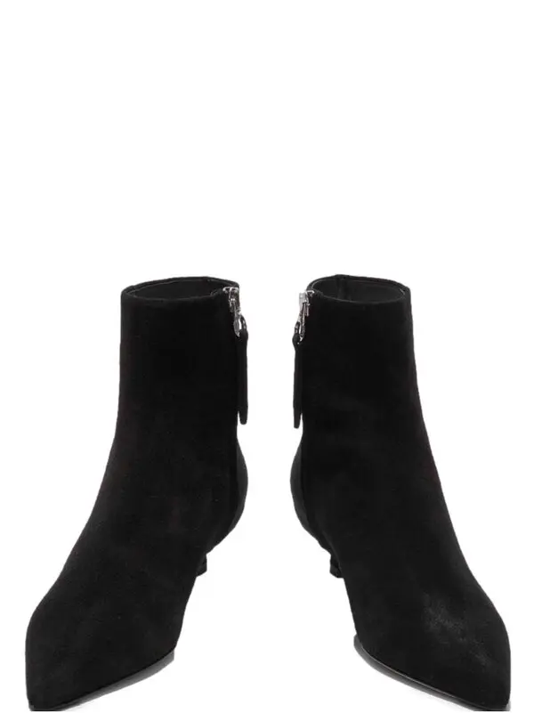 AeydĒ Short Pointed Toe Zip Up Ankle Boots - Black