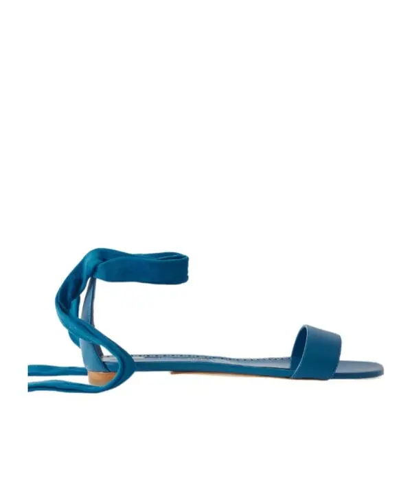 Manolo Blahnik Flat Sandals With Ankle Tie