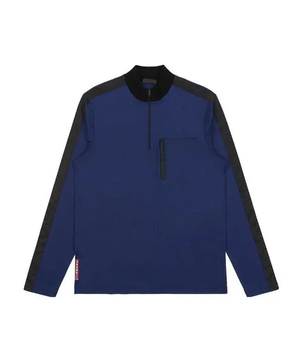 Prada Zipper Detail Long Sleeve T-shirt - Blue