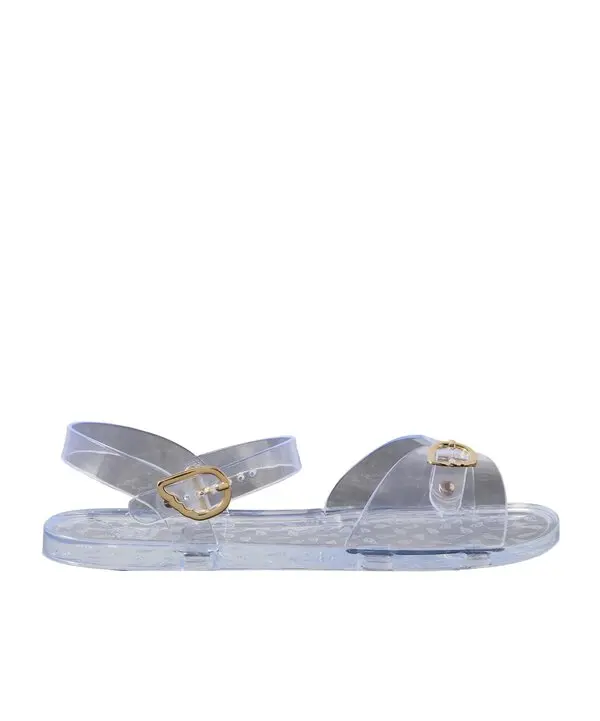 ANCIENT GREEK SANDALS Recycled Pvc Slingback Sandals With Winged Buckle - Gray