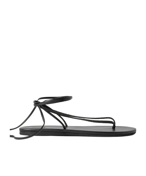 ANCIENT GREEK SANDALS Sfendoni Flat Sandals - Black